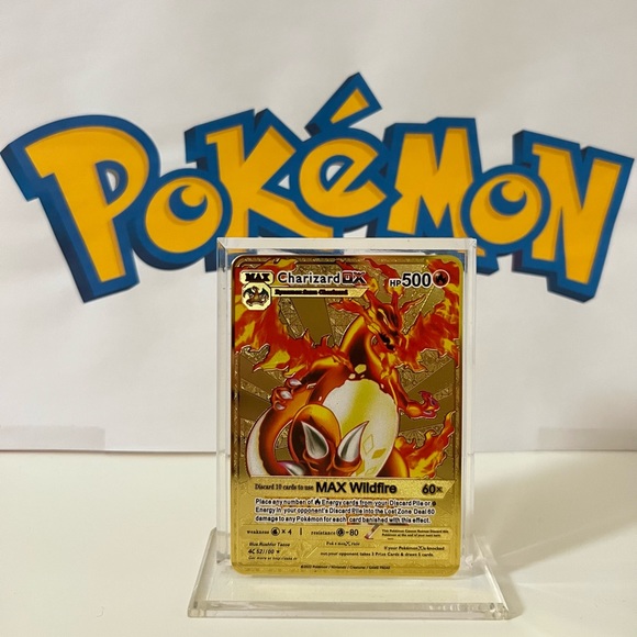 Pokemon | Toys | Charizard Dx 520 Gold Metal Pokemon Card Max Wildfire ...